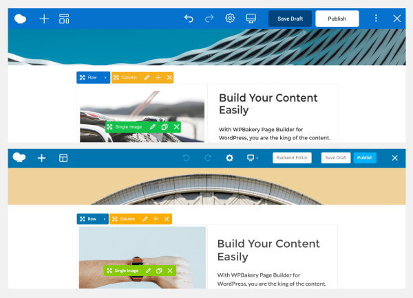WPBakery Page Builder Old Versus New User Interface WPBakery Page Builder