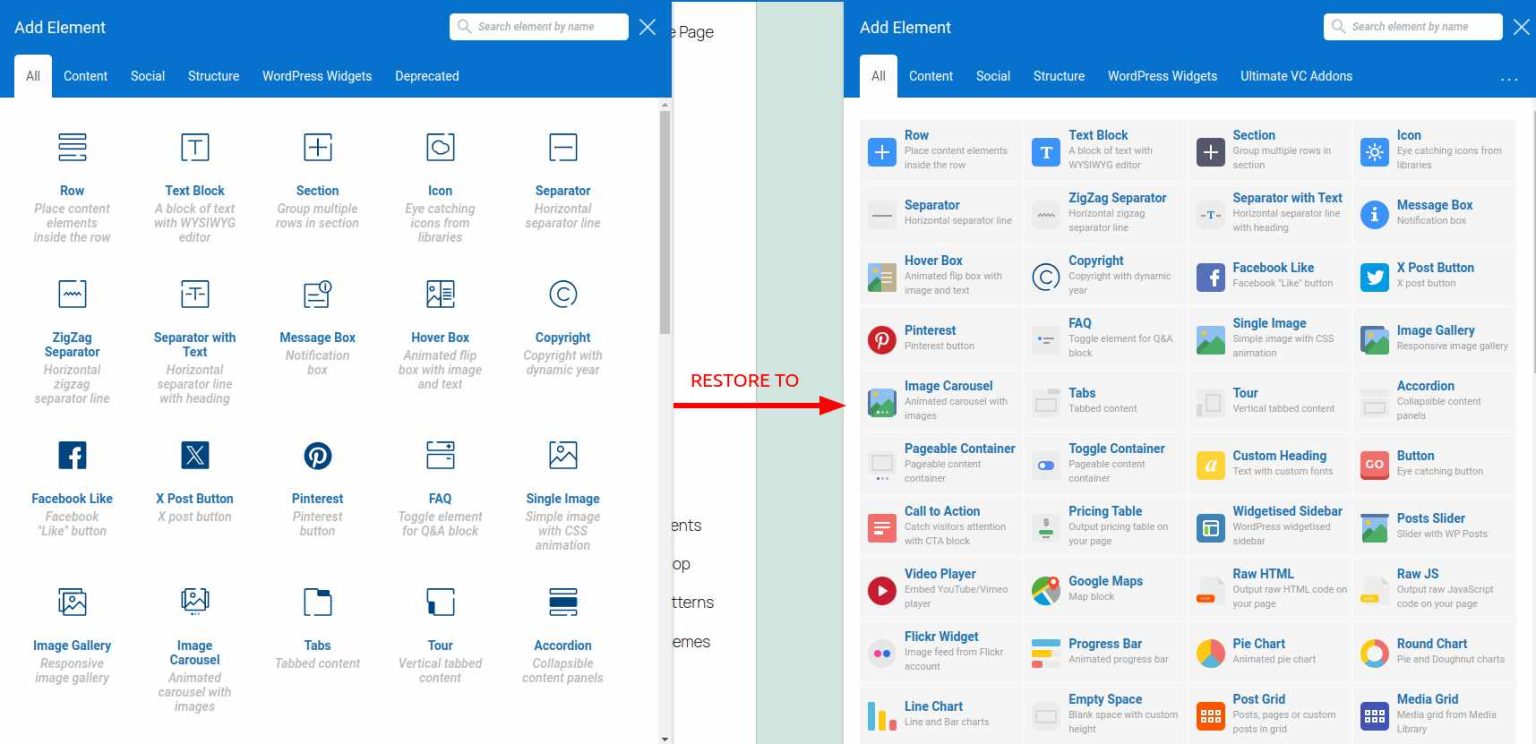 Original Content Elements Icons - WPBakery Page Builder